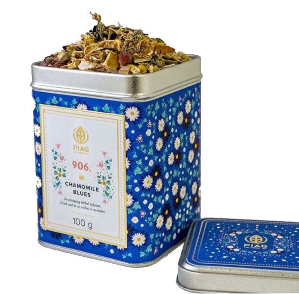 Piag Tea Chamomile Blues N°906 herbata ziołowo-owocowa 100 g + puszka ...