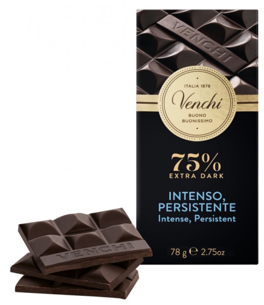 Venchi Extra Dark Chocolate ciemna czekolada 75% kakao 78 g - Kultura Smaku